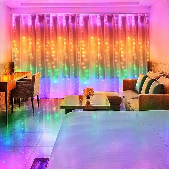 Lexton Curtain Lights | Multicolor | Plug Sourced | 8 Lighting Modes ...