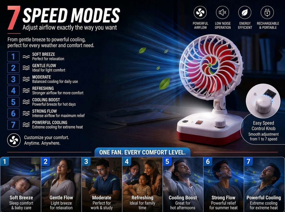 Gadgetlane -Rechargeable High-Speed Fan with Emergency Light-BM @379 ...