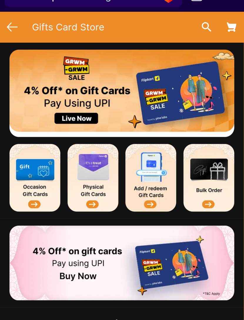 Flipkart gift cards at 4% off | Desidime