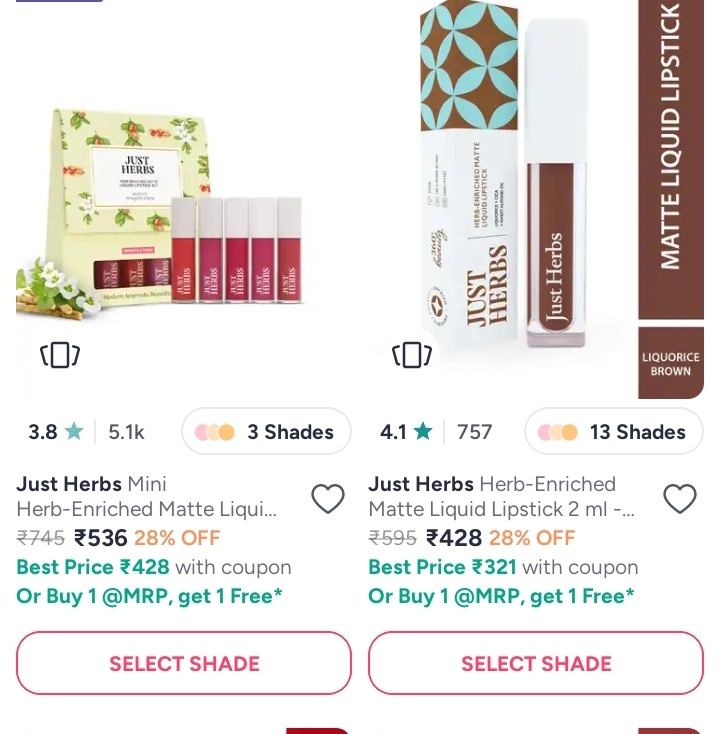 Myntra Just Herbs Lipsticks | Buy 1 Get 1 FREE on Select Products ...
