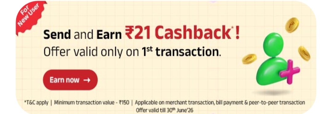 ABCD: (For New User) Send and Earn 21 Cashback! Offer valid only on 1st ...