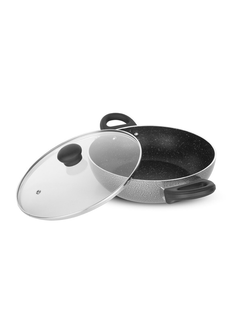 Fackelmann Grey Set Of 2 Nonstick Thick Induction Base Aluminium Kadai ...