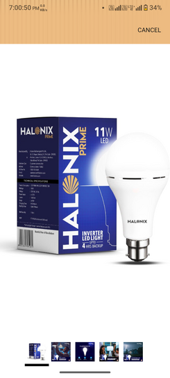 Halonix 11W Rechargeable Emergency Light B22D Inverter LED Bulb | Desidime