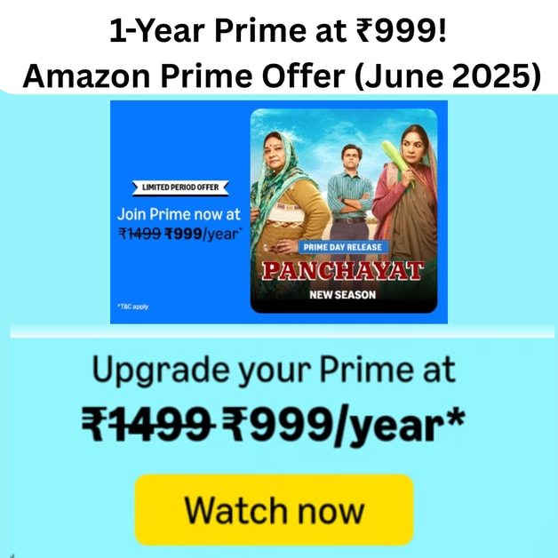 1-Year Prime at ₹999! Amazon Prime Offer (July 2025) | DesiDime