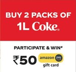 Buy 2 Packs of 1L Coke and Get 50Rs Amazon Pay Gift Card | DesiDime