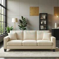 Torque Moscow 3 Seater Fabric Sofa (Cream) | DesiDime
