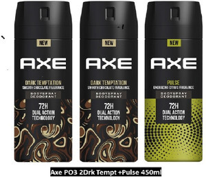 AXE Dark Temptation + Pulse Deodorant Pack of 3 (150ml Each) | Desidime